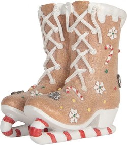 Hnědá perníková dekorace brusle Ice skates - 19*14*20 cm