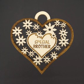 AMADEA Dřevěné srdce s textem "SPECIAL BROTHER", 7 cm, český výrobek