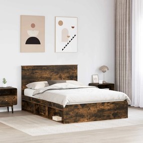 Rám postele Kouřový dub 140 x 200 cm Masivní borové dřevo 3411005