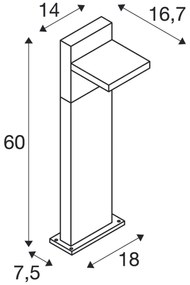 SLV 1002991 Abridor pole 60, venkovní antracitový sloupek LED 14W, IP55, 3000/4000K, výška 60cm