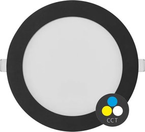 T-LED Černý vestavný LED panel kulatý 174mm 12W 24V CCT 102209