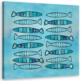 Gario Obraz na plátně Jako ručně malované modré ryby - Andrea Haase Rozměry: 30 x 30 cm