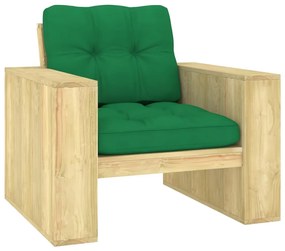 Zahradní židle se zelenými poduškami impregnovaná borovice,  3065746