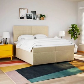 Box spring postel s matrací krémová 200x200 cm textil 3290600