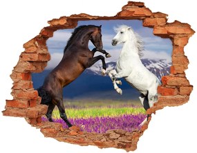 Wallmuralia Díra 3D fototapeta na stěnu Koně hory 90x70 cm
