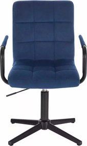 LuxuryForm DESIGN Otočná židle VERONA BLACK VELUR na černém kříži - modrá