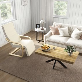 HOMCOM Obdélníkový konferenční stolek v industriálním stylu - černý kov a vzhled přírodního dřeva - 110 x 60 x 45 cm