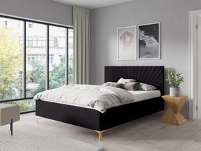 Eka Čalouněná postel AFRODITE+ 160x200 cm Barva látky Trinity: Černá (Trinity 2316), Úložný prostor: S dřevěným rámem úložného prostoru