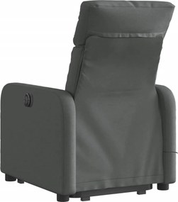 Zvedací masážní polohovací křeslo tmavě šedé textil 3206709