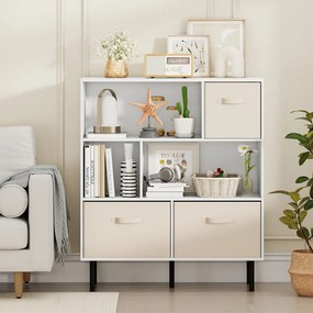 Costway 6-Cube knihovna s 3 odnímatelnými skládacími látkovými zásuvkami 3-Tier