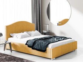 Eka Čalouněná postel MONTANA 90x200 cm Barva látky Trinity: (2326) Hořčicová, Úložný prostor: S dřevěným rámem úložného prostoru