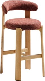 Barová židle z jasanového dřeva v terakotové barvě/ve světle přírodní barvě (výška sedáku 75 cm) Granite – Kave Home