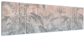 Obraz - Tropické rostliny na zdi (170x50 cm)