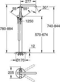 Grohe Essence - Vanová baterie do podlahy chrom