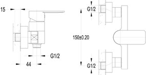 Aqualine, DAPHNE nástěnná sprchová baterie, chrom, DH701