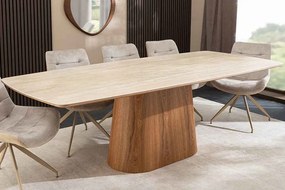 Designový keramický jídelní stůl Parthenia 200 cm travertin / dub