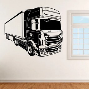 Kamion s přívěsem - vinylová samolepka na zeď 80x69cm