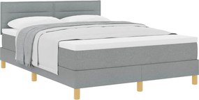 Postel s boxspringem s čelo Světle šedá 140 x 190 cm textil 3338839