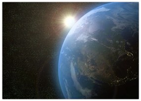 Skleněný obraz země z vesmíru (70x50 cm)