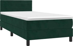 Box spring postel s matrací tmavě zelená 100x200 cm samet 3141350