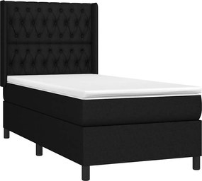 Box spring postel s matrací a LED černá 90x200 cm textil 3138527