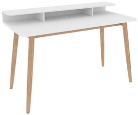 OnaDnes -20% Bílý pracovní stůl Woodman Farsta s dubovou podnoží 120 x 55 cm