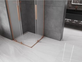 Mexen Velar L Duo, sprchový kout s posuvnými dveřmi 100 x 100 cm, 8mm sklo námraza, měděná matná, 871-100-100-02-33-65