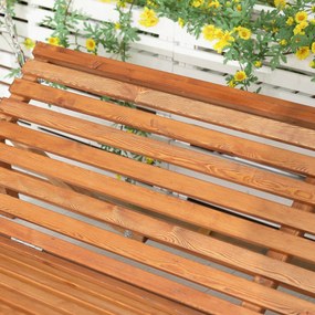 Outsunny Hollywoodská houpačka pro 3 osoby s funkcí lůžka, zahradní houpačka se stříškou, borovicové dřevo v šedé barvě a teak, 225,5x113x180cm