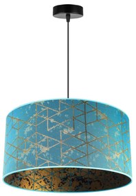 Závěsné svítidlo Werona 4, 1x modré textilní stínítko se vzorem, (fi 45cm), g
