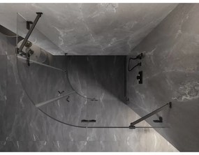 Mexen Lunar, pravý půlkruhový sprchový kout 100 x 70 cm, 8mm čiré sklo, profil grafit broušený, 833-100P-070L-66-00