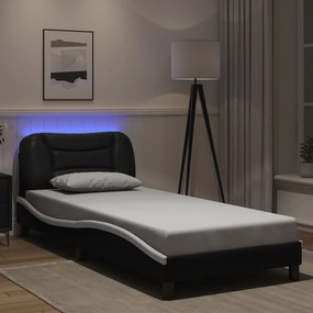 Rám postele s LED bez matrace Hvar černý a bílý 90x190 cm 3213904