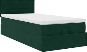 Osmanský rám postele s matrací tmavě zelené 100x200cm samet 3311756