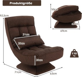Costway 360° otočné podlahové křeslo s opěradlem a bederním polštářem Lazy Sofa