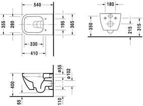 Duravit Happy D.2 - Závěsné WC, Rimless, bílá 2222090000