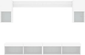 6dílná obývací stěna s LED osvětlením bílá kompozitní dřevo 3216686