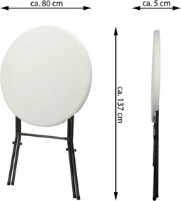Skládací bistro stůl Ø 80 cm, výška 110 cm, bílý