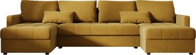 Rozkládací sedací souprava do U VENORIA 285x146 cm, hořčicová + 2 polštářky ZDARMA