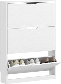 HOMCOM Skříň na boty se 3 dvířky, Botník, Skříň na obuv pro 9-12 párů bot 80 x 17 x 108 cm, Bílá | Aosom