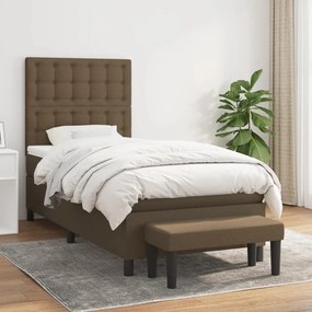 Box spring postel s matrací tmavě hnědá 100 x 200 cm textil