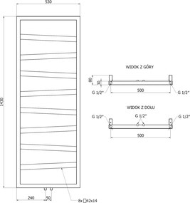 Mexen, Mexen Zoom dekorativní koupelnový radiátor 1430 x 530 mm, 477 W, černý - W130-1430-530-00-70