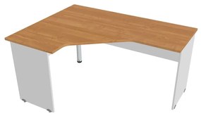 Stůl ergo pravý 160*120 cm - Hobis Gate GEV 60 P Dekor stolové desky: olše, Dekor lamino podnože: bílá, Barva nohy: stříbrná