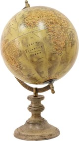 Béžový dekorativní glóbus na dřevěném podstavci Globe – 22x22x35 cm