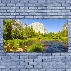 akrylový obraz jezero Hora Les Příroda 120x60 cm