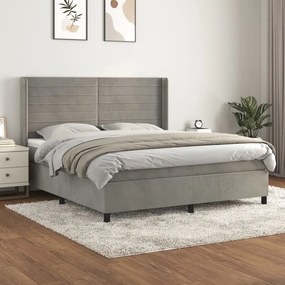 Box spring postel s matrací světle šedá 180x200 cm samet,  3132753