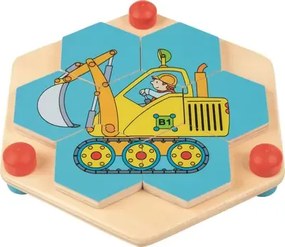 GOKI Puzzle hexagon Stavební stroje / od 12 měsíců