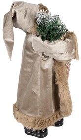 Vánoční dekorace socha Santa v kabátě a se stromkem - 15*10*30 cm