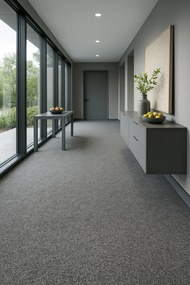 Condor Carpets, Metrážový koberec Extreme 73, zátěžový, na míru, šíře 4m, šedá, ab (mřížka), chodba / předsíň