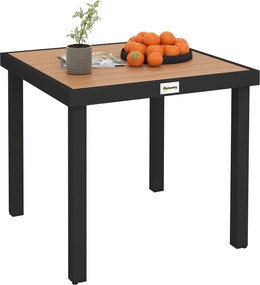 Outsunny Plastový Zahradní Stůl 78 x 78 x 74 cm, Voděodolný Hliníkový Rám, Bufetový Stůl, Campingový Stůl pro 4 Osoby, Stůl na Balkón, Terasu, Venku,