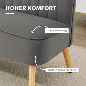HOMCOM 2místná pohovka dvoumístný loveseat se vzhledem lnu, dvojsedák, dřevěné nohy, do 150 kg, tmavě šedá, 117 x 56,5 x 77 cm| Aosom