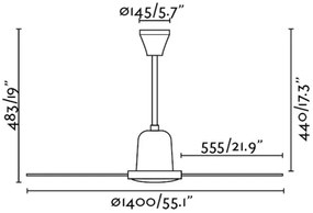 FARO 33001 - Stropní ventilátor INDUS pr. 140 cm